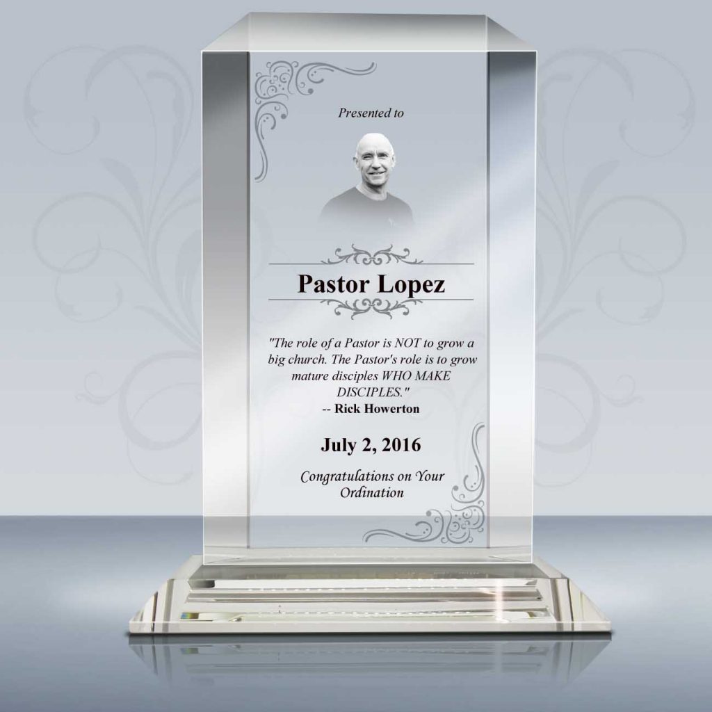 Pastor Ordination Gift – Goodcount 3D Crystal Etching Gift & Award