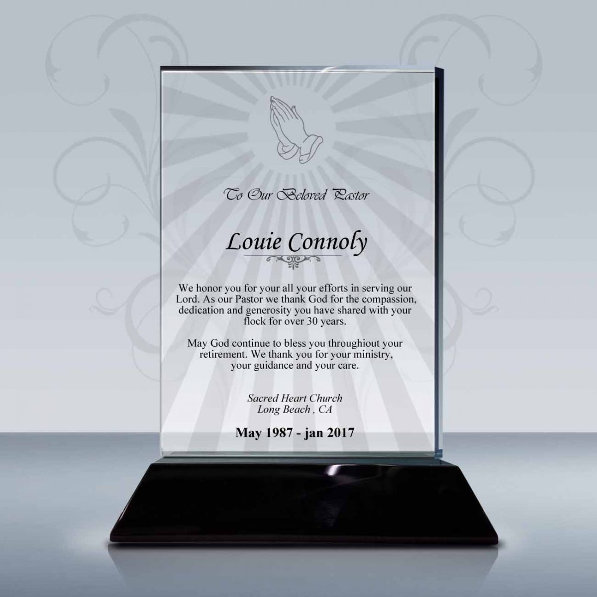 Pastor Retirement Gift – Goodcount 3D Crystal Etching Gift & Award