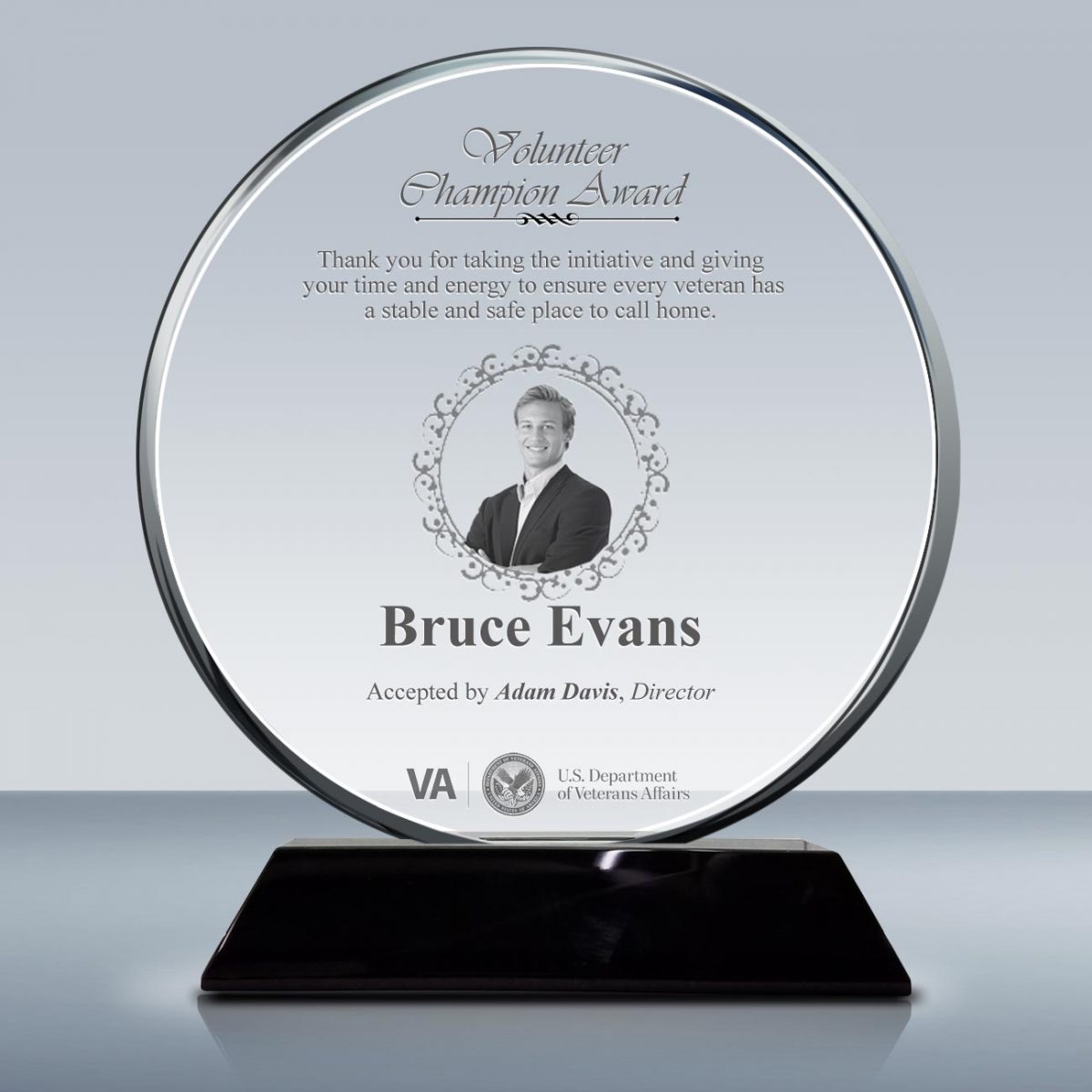 Community Service Award – Crystal Oval Plaque (042) – Goodcount 3D ...