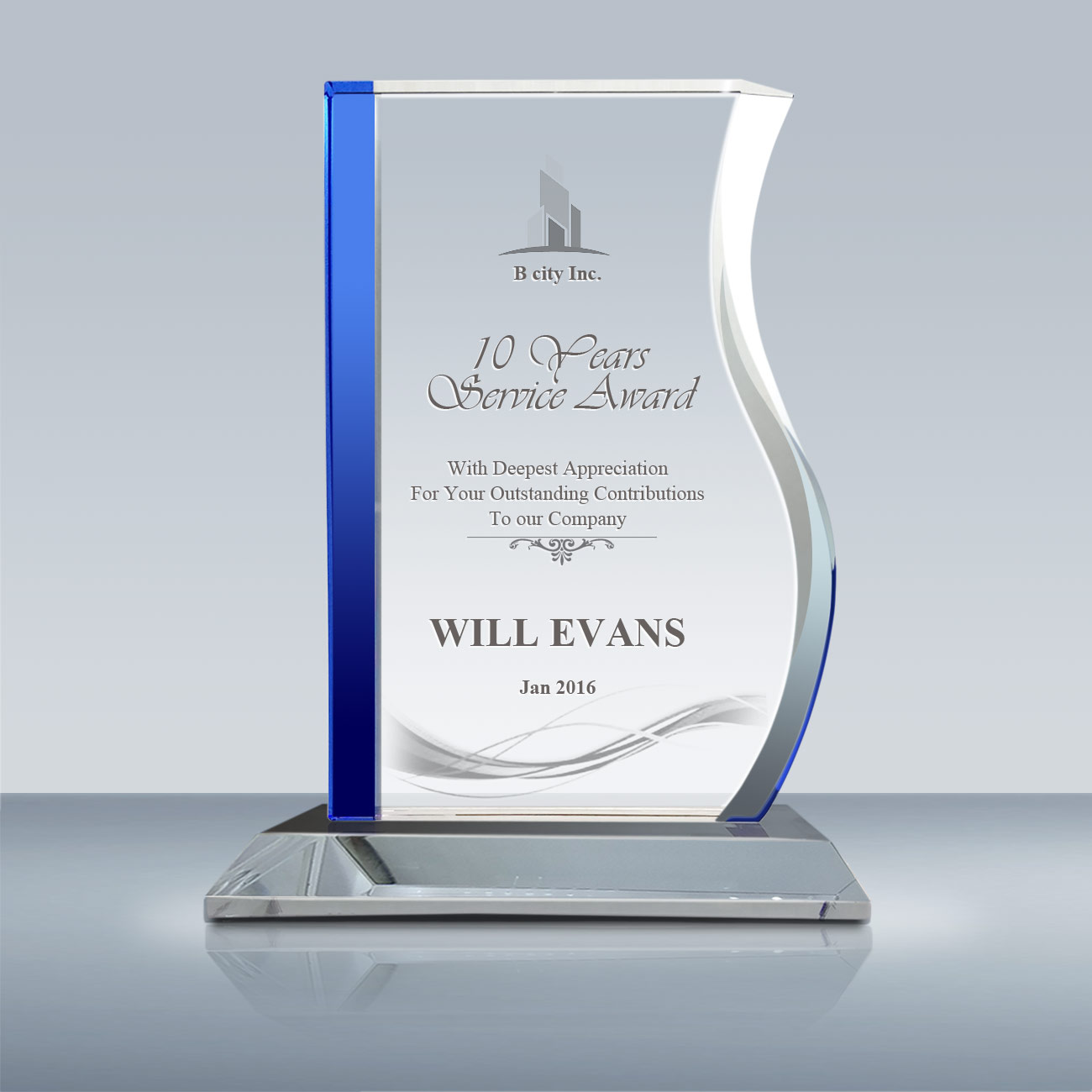 Years Of Service Award Plaque Crystal Progress Award 019 