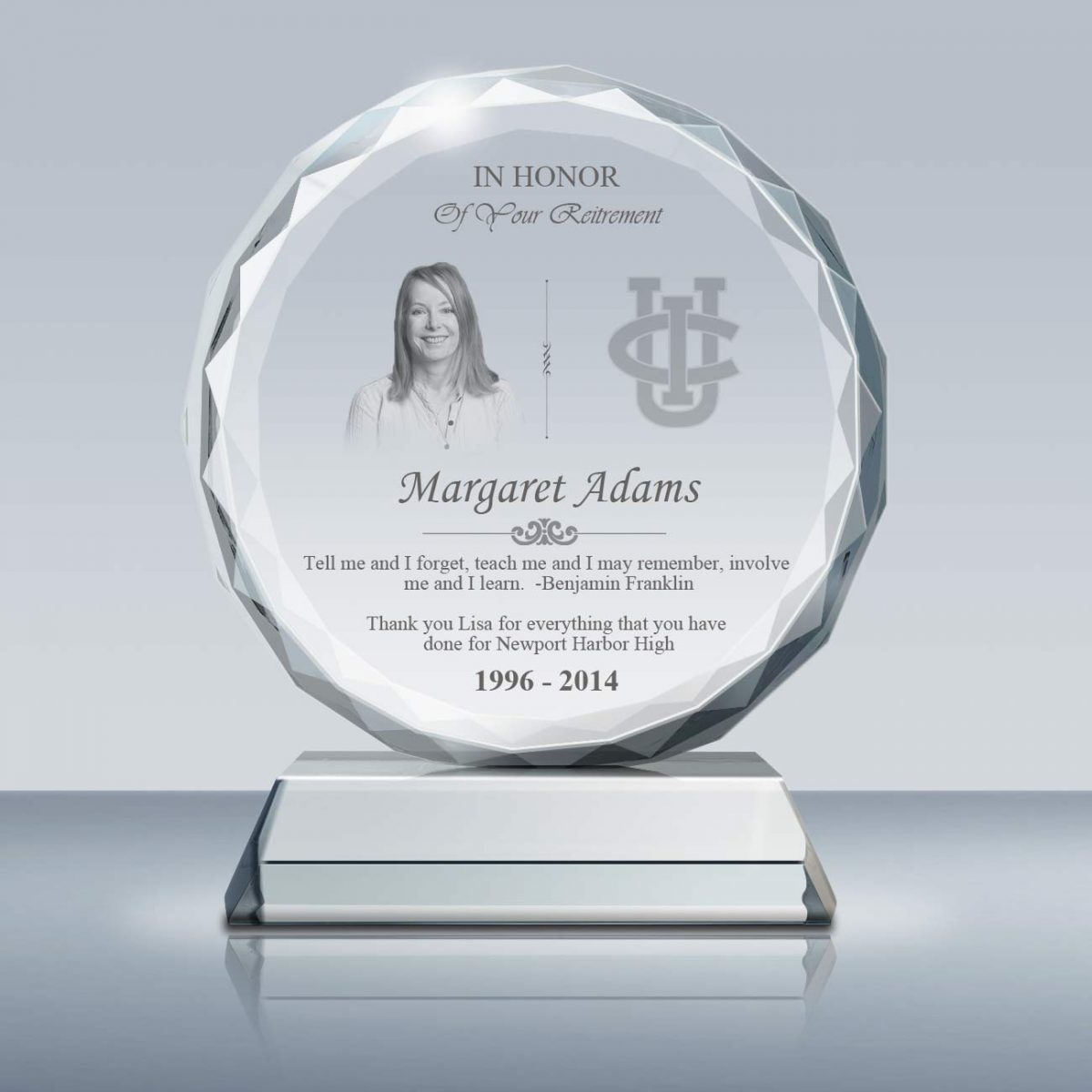 Teacher Retirement Gift – Goodcount 3D Crystal Etching Gift & Award